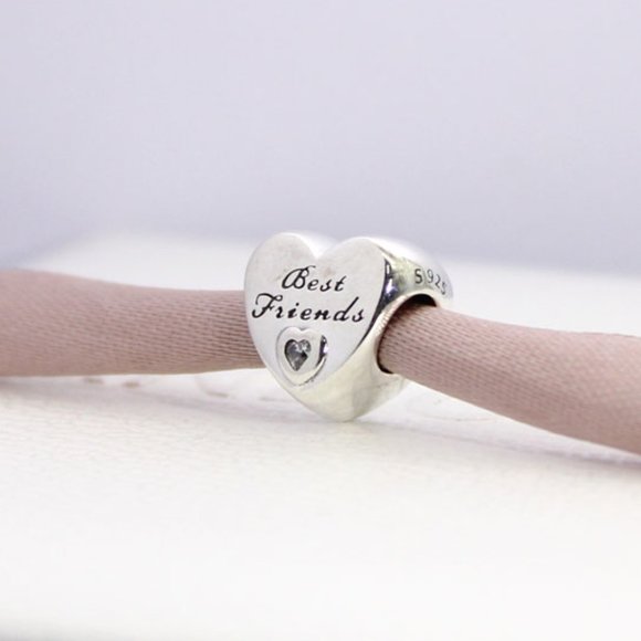 Pandora | Jewelry | Pandora Polished Best Friends Heart Charm Love ...